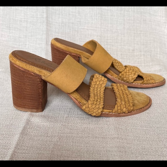 Shoes | Mustard Sandals With Chunky Heel | Poshmark